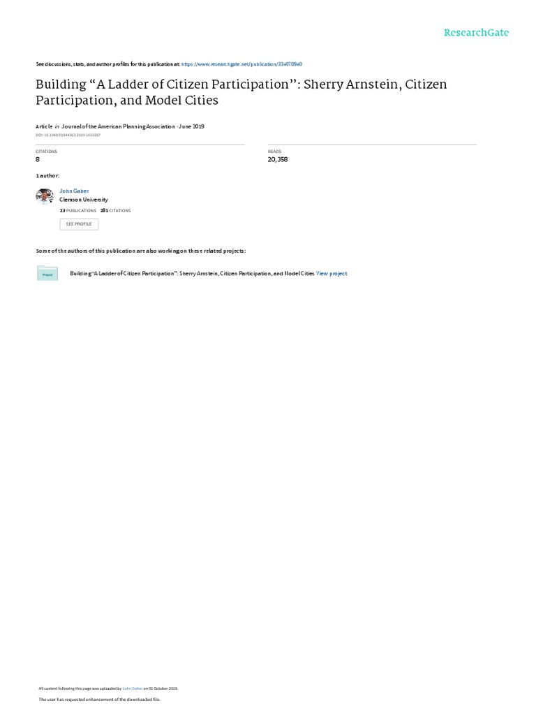 Building "A Ladder of Citizen Participation": Sherry Arnstein, Citizen ...
