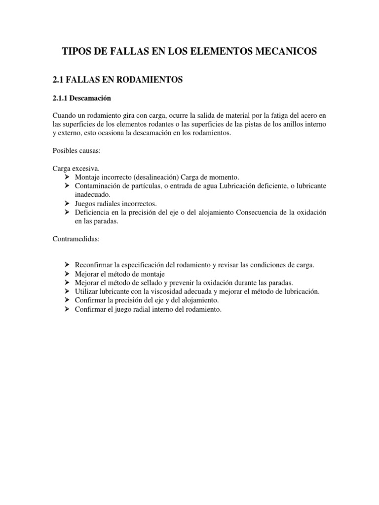 Fallas y Causas en Rodamientos | PDF | Engranaje | Rodamiento (Mecánico)