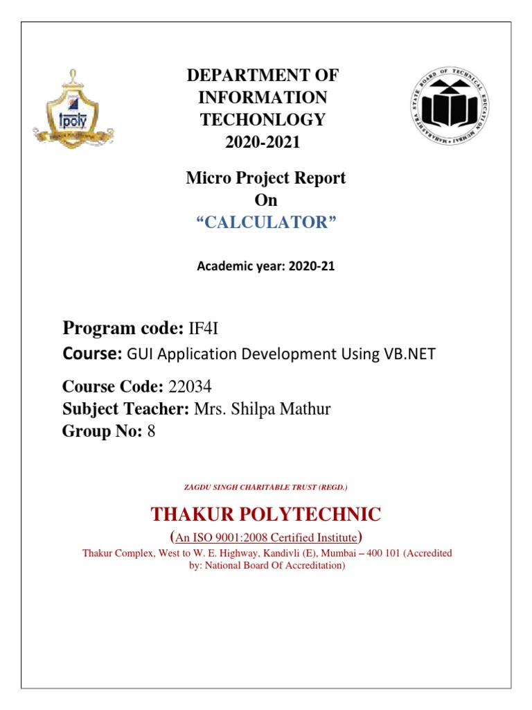 Group 8 GAD Microproject | PDF | Visual Basic .Net | Graphical User Interfaces
