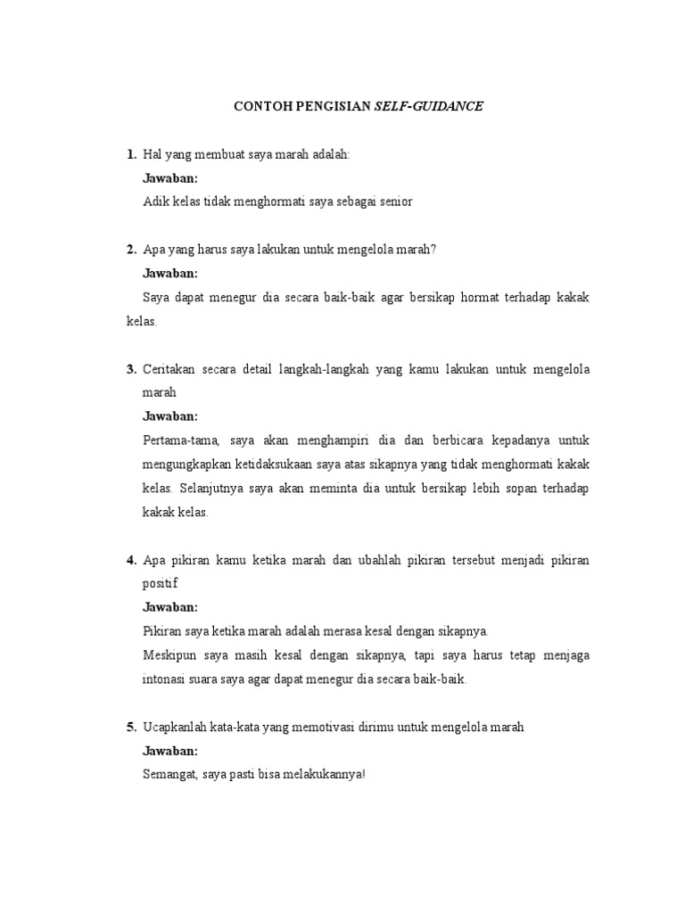 Contoh Pengisian Self Guidance | PDF