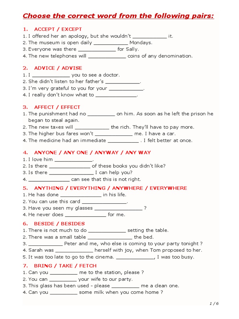 Confusing Words Part 1 84193 | PDF