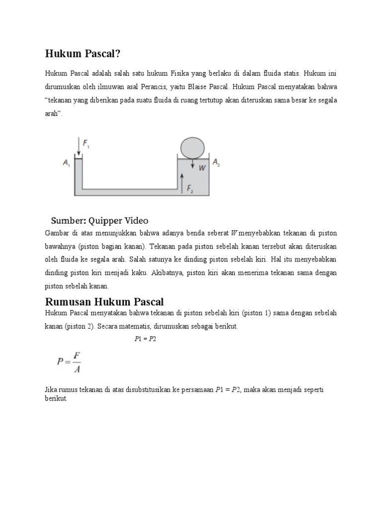 Hukum Pascal | PDF | Sains & Matematika | Teknologi & Rekayasa