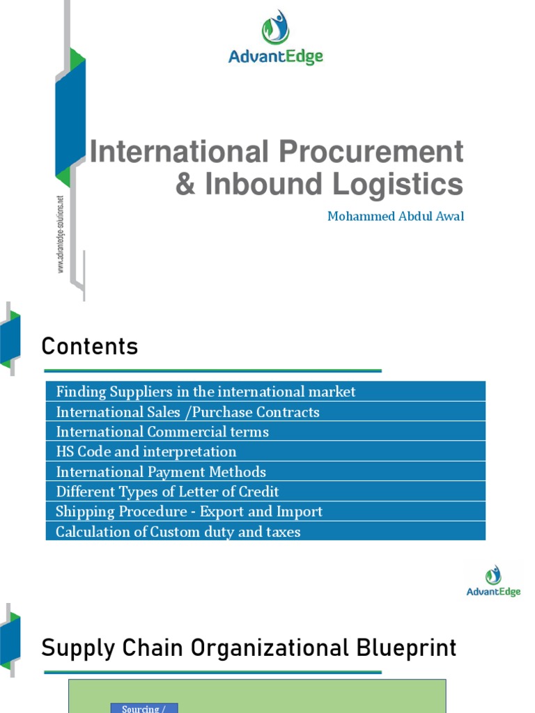 International Procurement & Inbound Logistics: Mohammed Abdul Awal ...