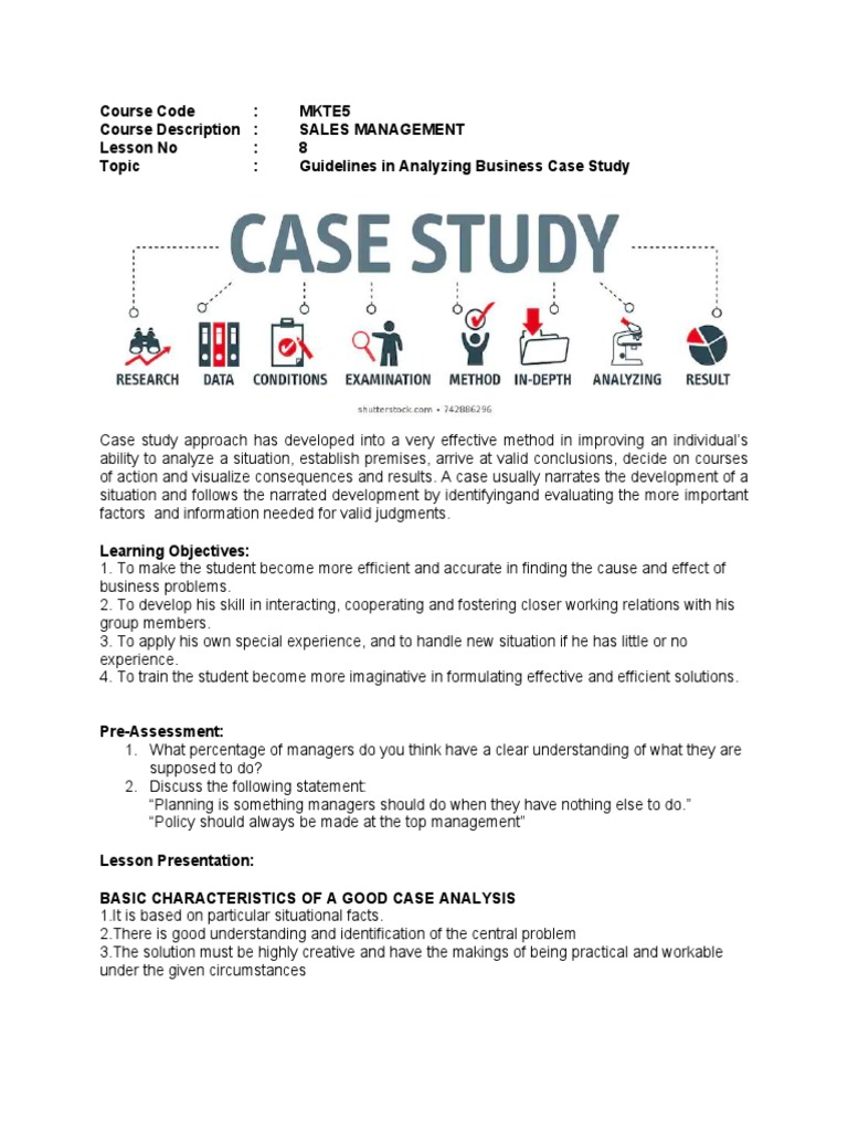 Lesson 8 Guidelines in Analyzing Business Case Study | PDF | Case Study ...