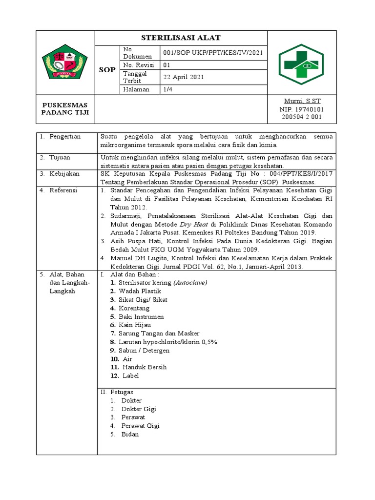 001 - Sop Sterilisasi Alat | PDF | Pengembangan Diri | Kesehatan Holistik