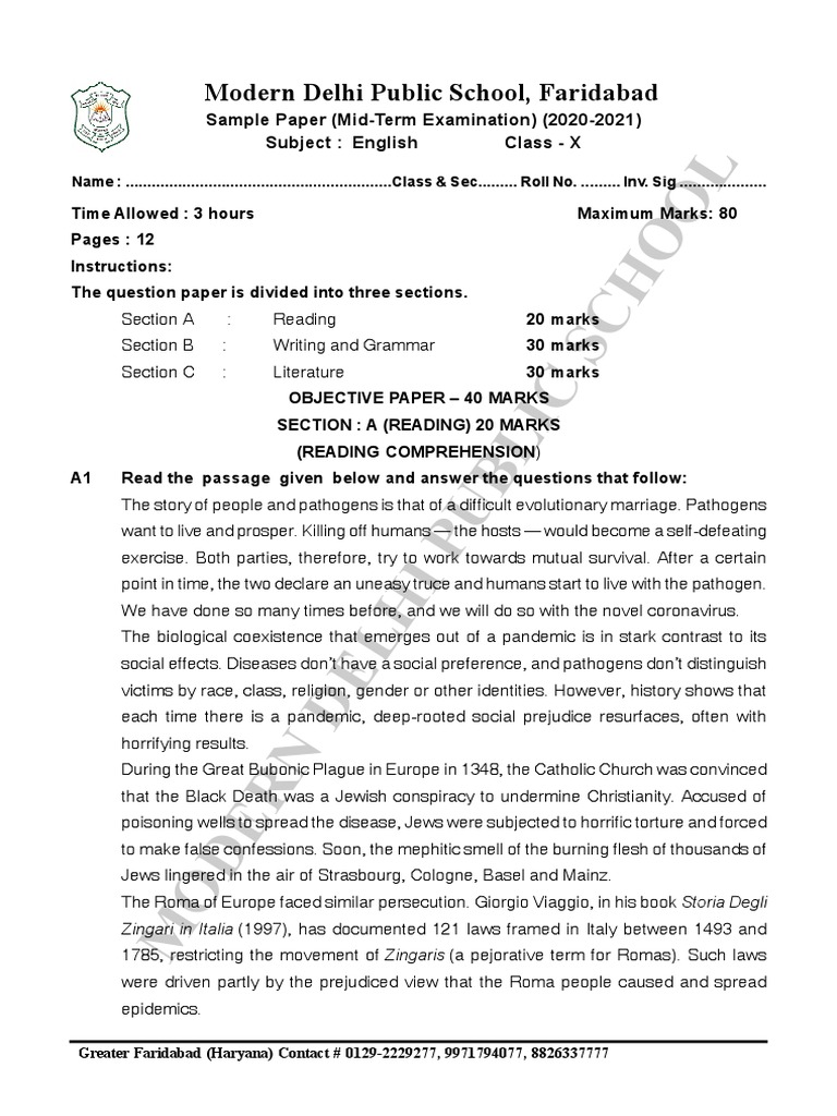 Class X (Mid-Term) Sample Papers | PDF | Triangle | Trigonometric Functions