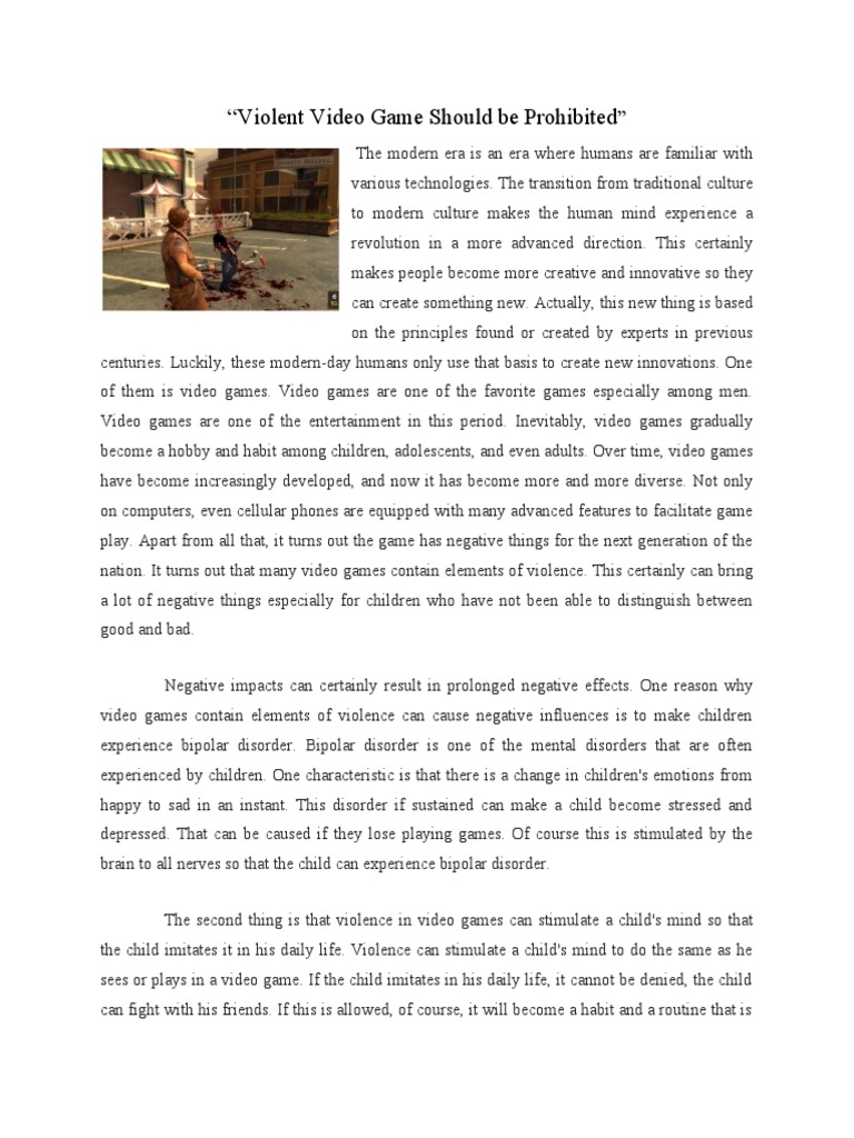 Prohibiting Violent Video Games | PDF | Mental Disorder | Video Games