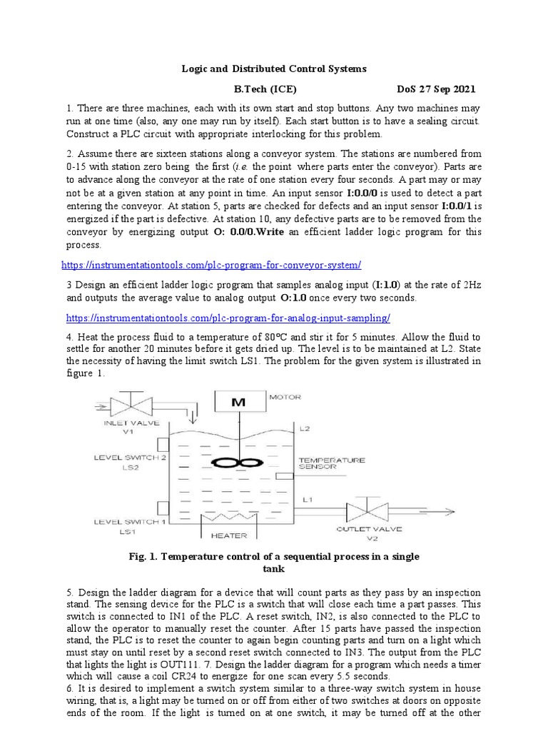 Assignment 1 | PDF | Programmable Logic Controller | Control Theory