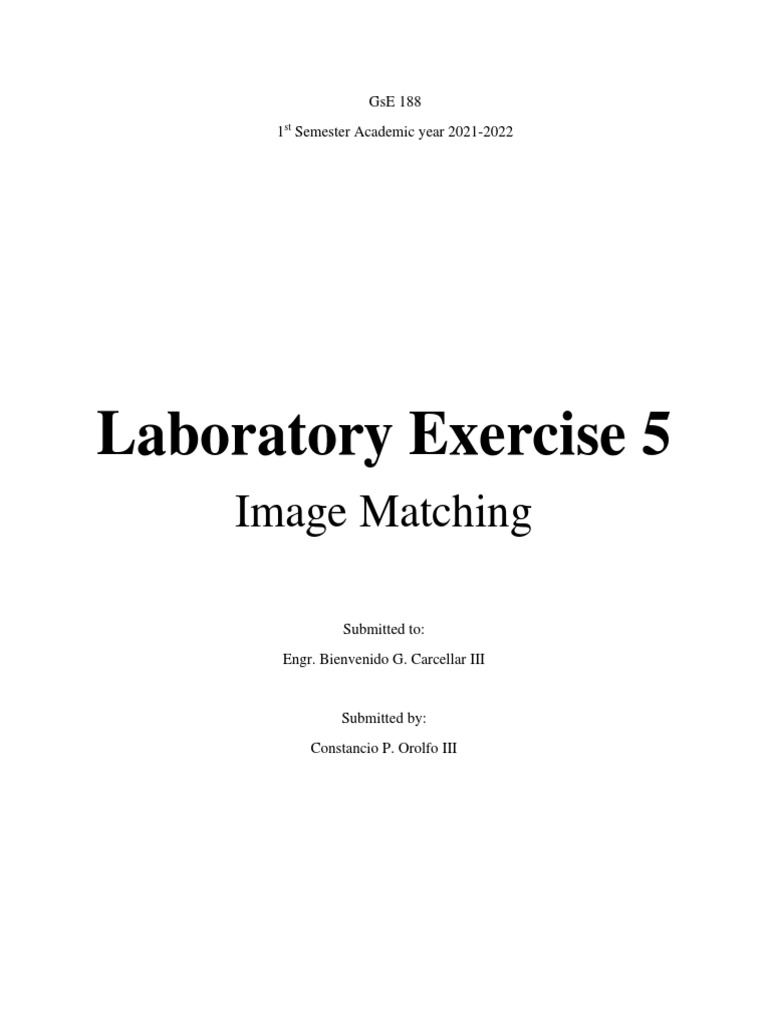 Laboratory Exercise 5: Image Matching | PDF | Applied Mathematics | Algorithms