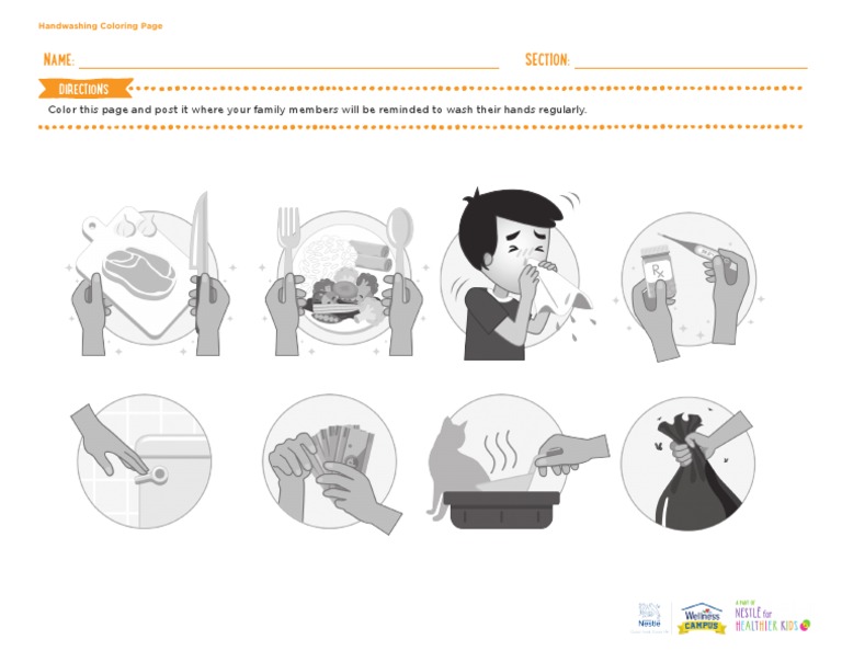 Lesson 1 - Handwashing Coloring Page | PDF