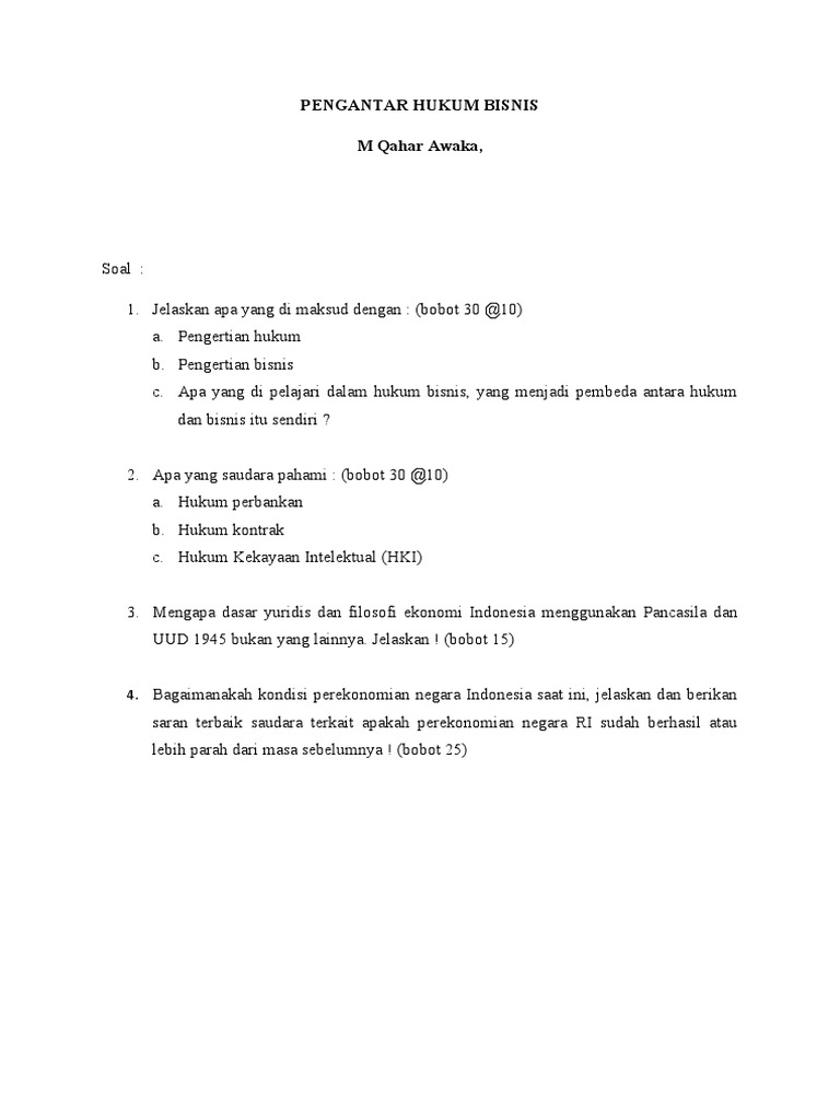 Soal Uts PHB 20 | PDF