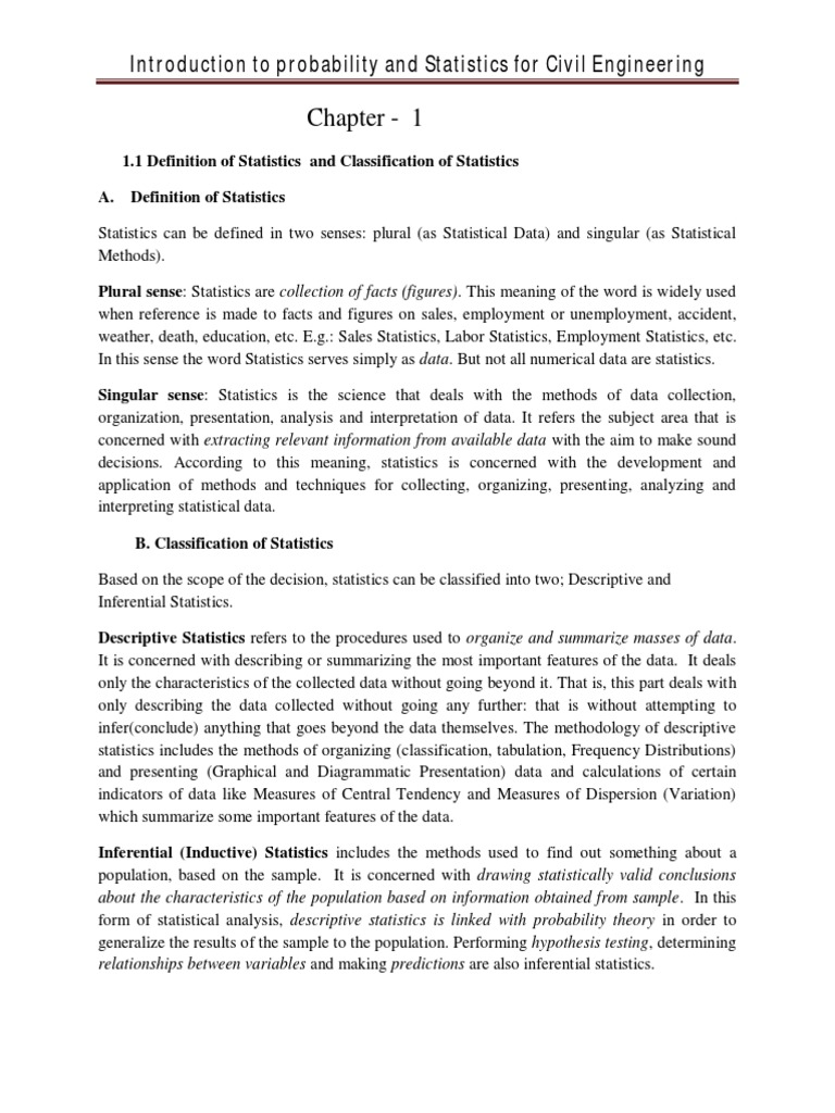 Chapter - 1: Introduction To Probability and Statistics For Civil ...