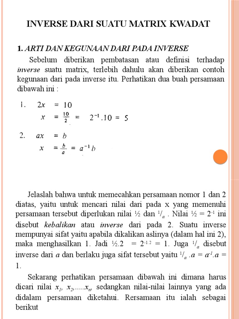 Inverse Dari Suatu Matrix Kwadrat | PDF | Sains & Matematika
