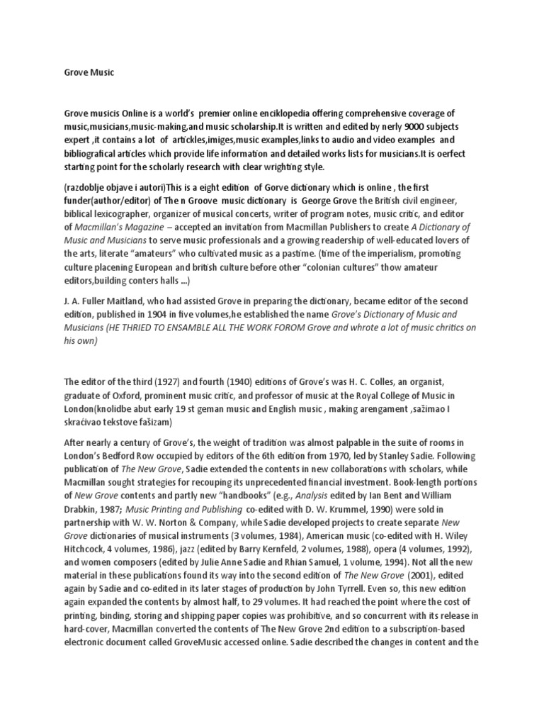 Grove Music | PDF | Publishing