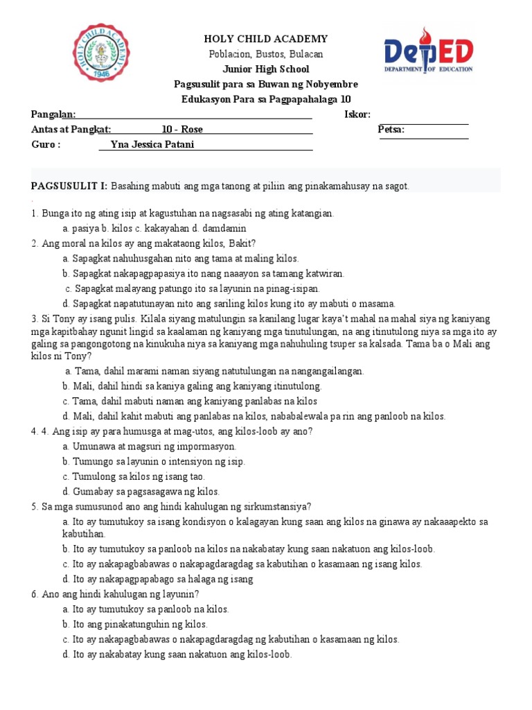 TQ ESP 10 November M. Jessica REVISED | PDF