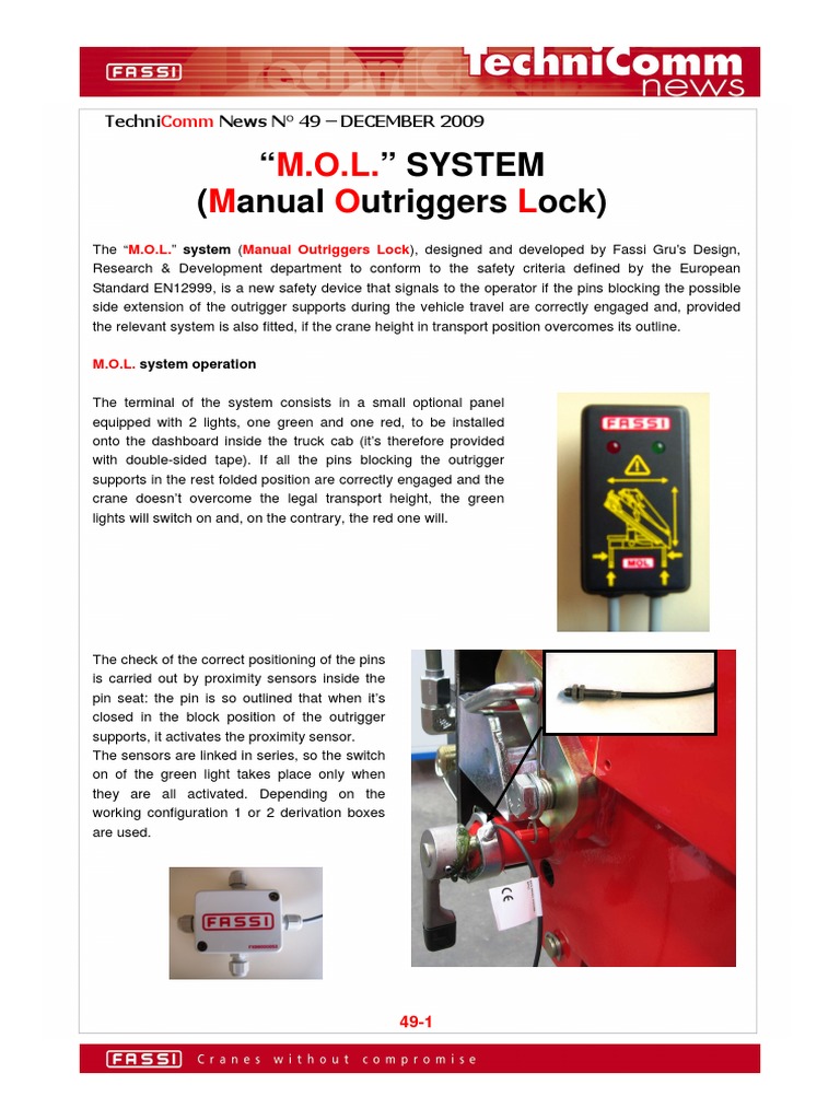 49 - M.O.L. System (Manual Outriggers Lock) | PDF | Crane (Machine) | Truck