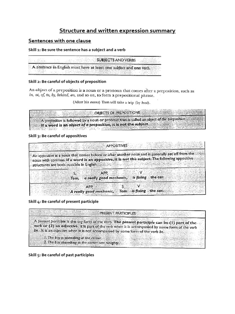 Mastering Sentence Structure Skills | PDF