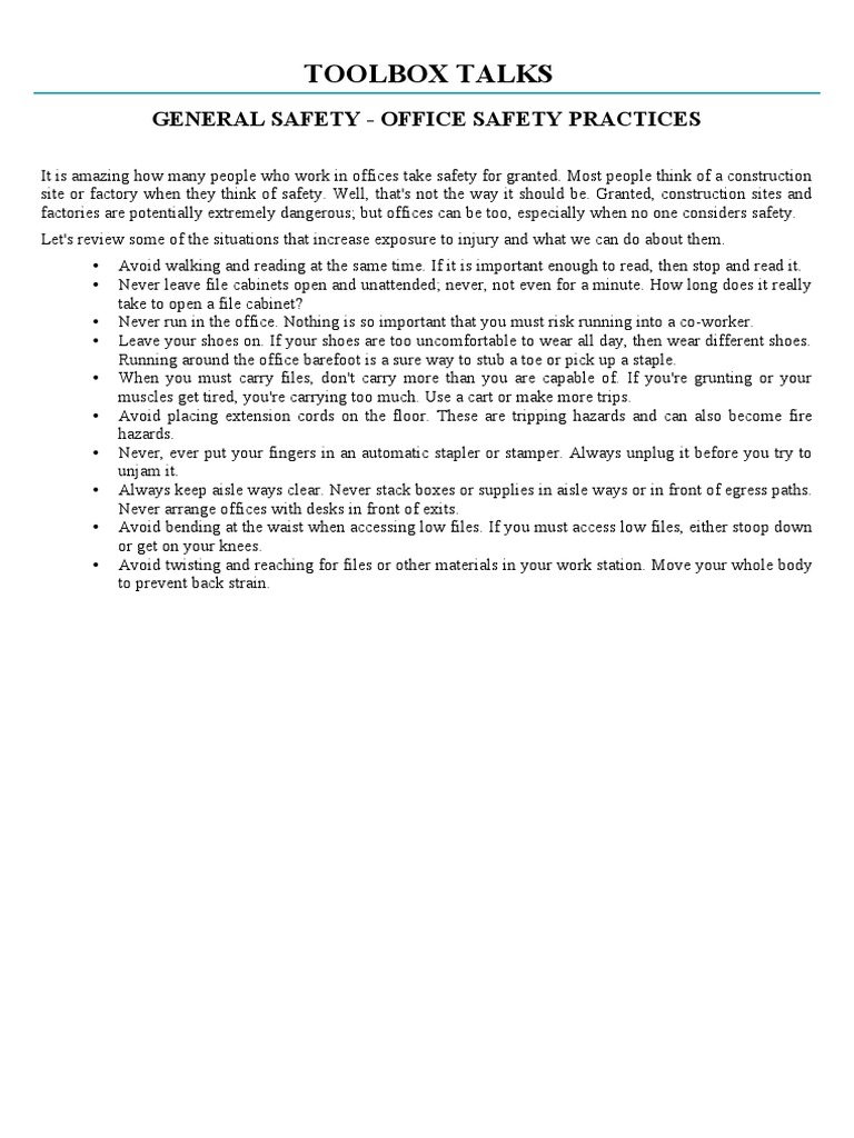 General Safety - Office Safety Practices | PDF