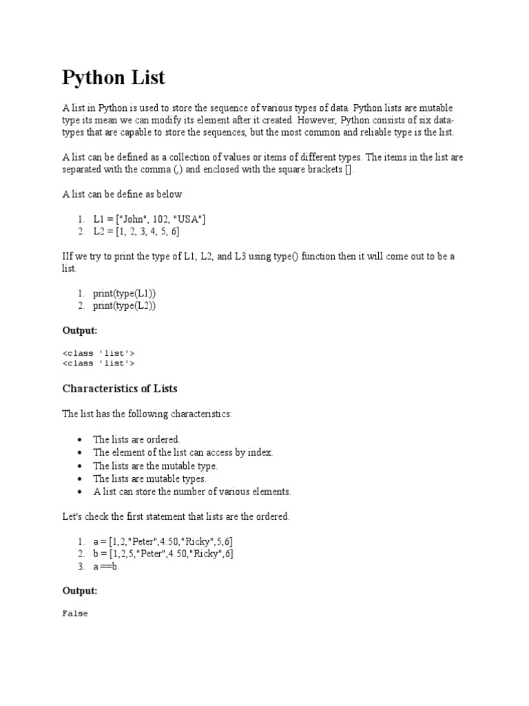 Python List, Tuples and Dictionaries | PDF | Bracket | String (Computer Science)