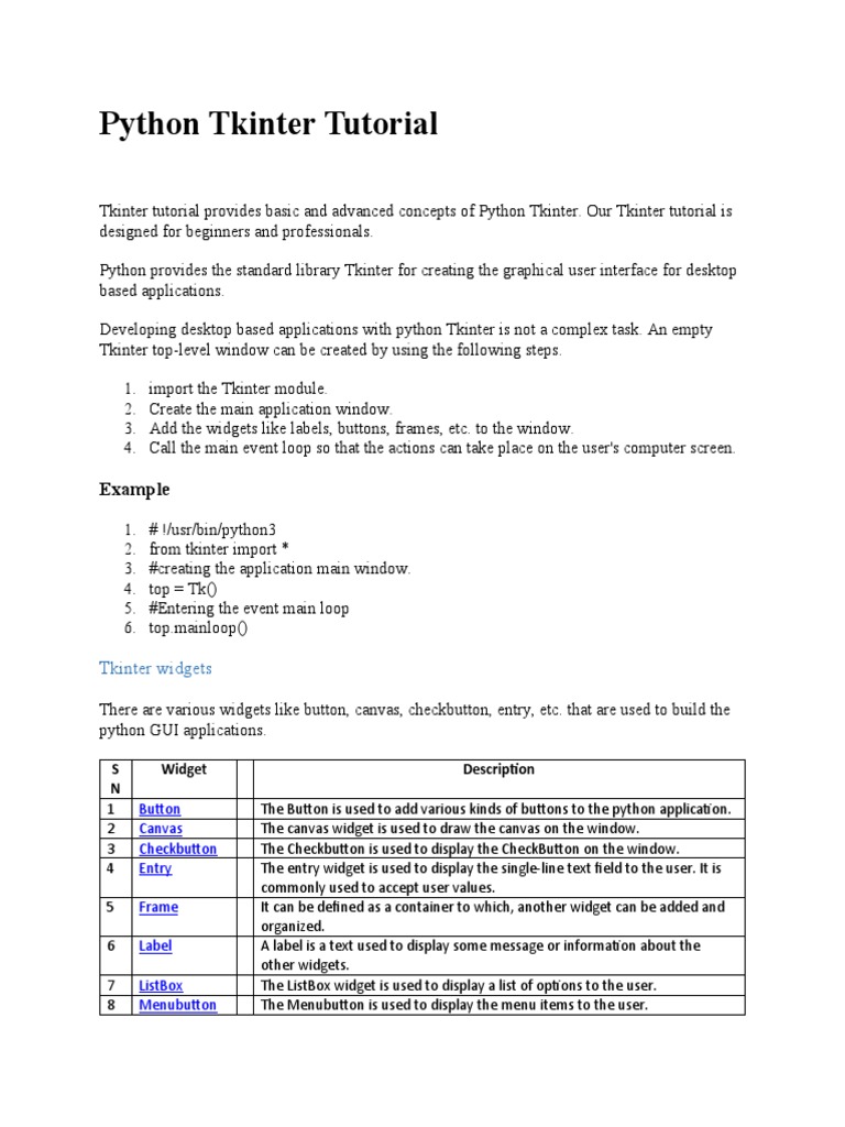 Python Tkinter Tutorial Example Pdf Window Computing Cursor User Interface 