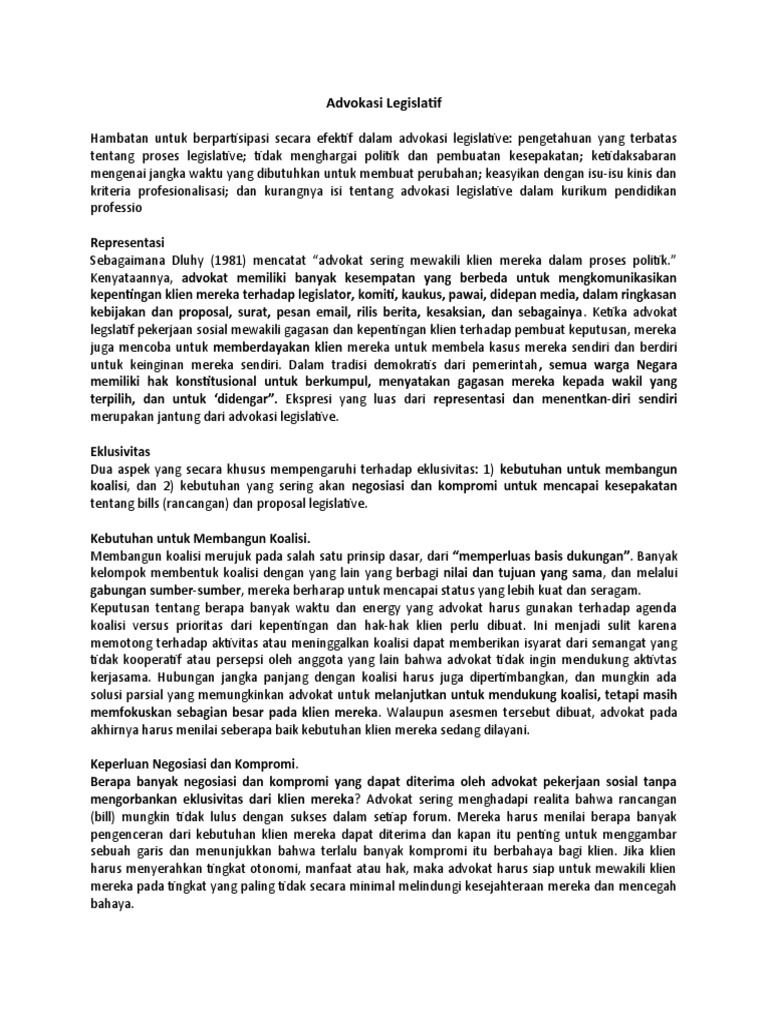 Contoh Advokasi Legislatif Efektif | PDF