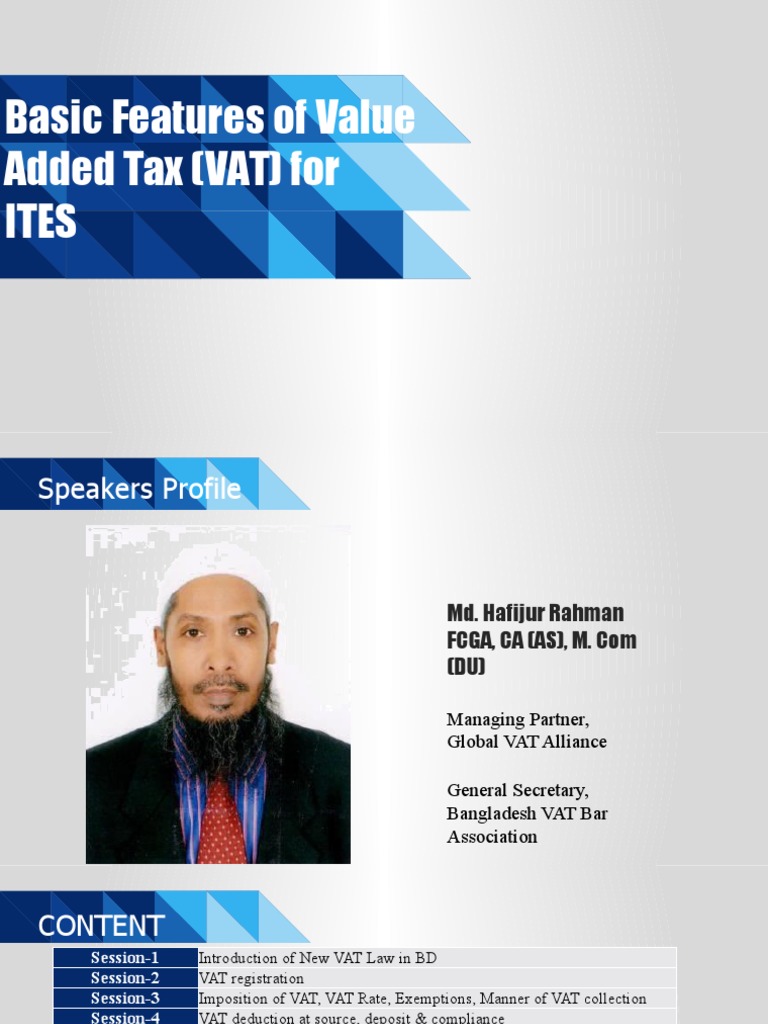 Basic Features of Value Added Tax (VAT) For Ites | Download Free PDF ...