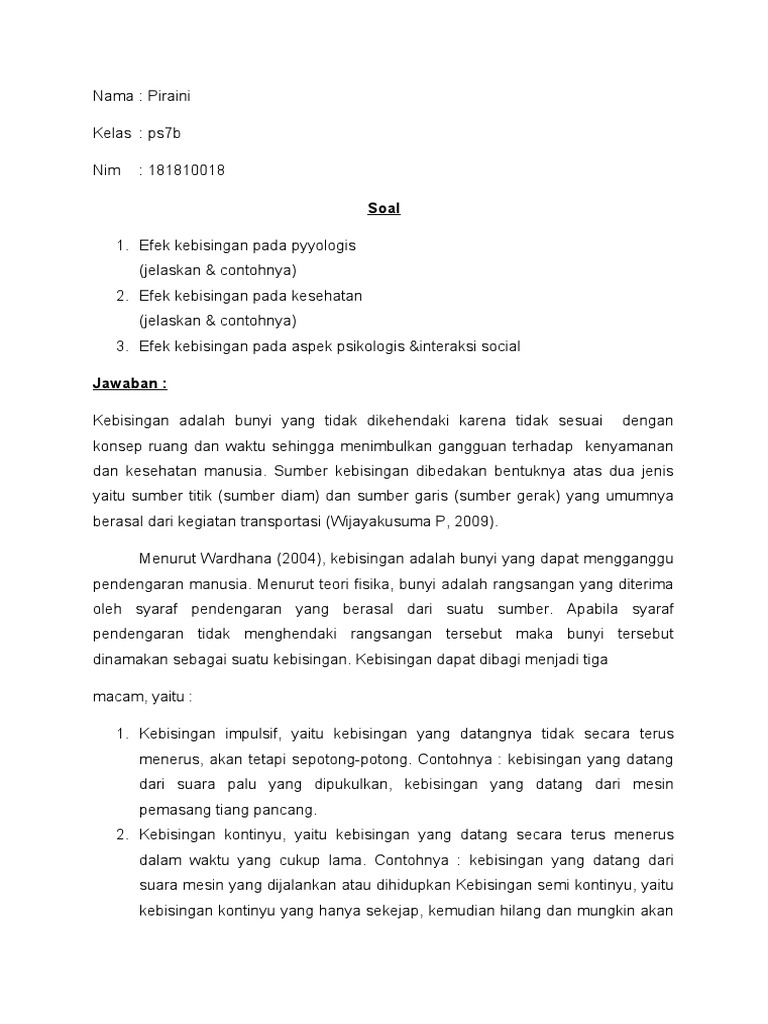 Dampak Kebisingan pada Kesehatan dan Psikologi | PDF