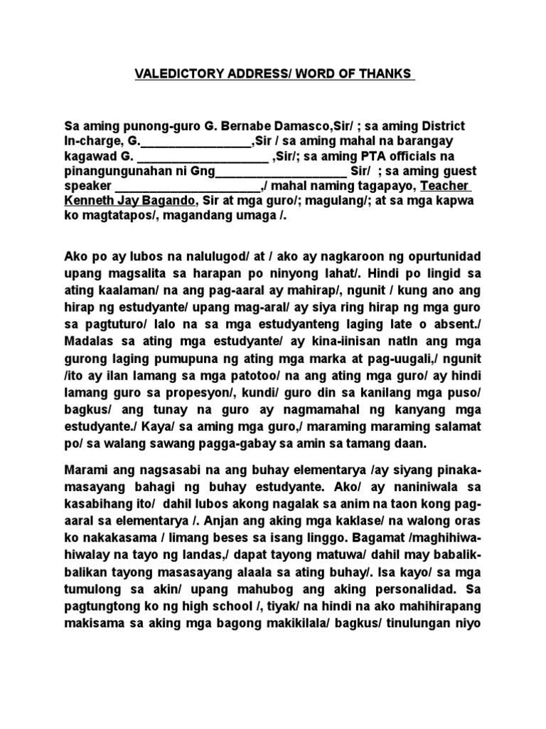 Valedictory Speech | PDF