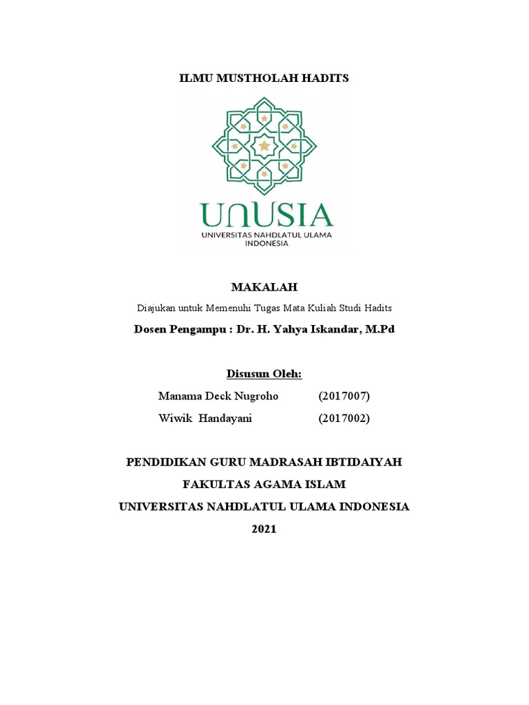 Pemahaman Ilmu Mustholah Hadits | PDF | Filsafat | Kajian Bahasa Asing
