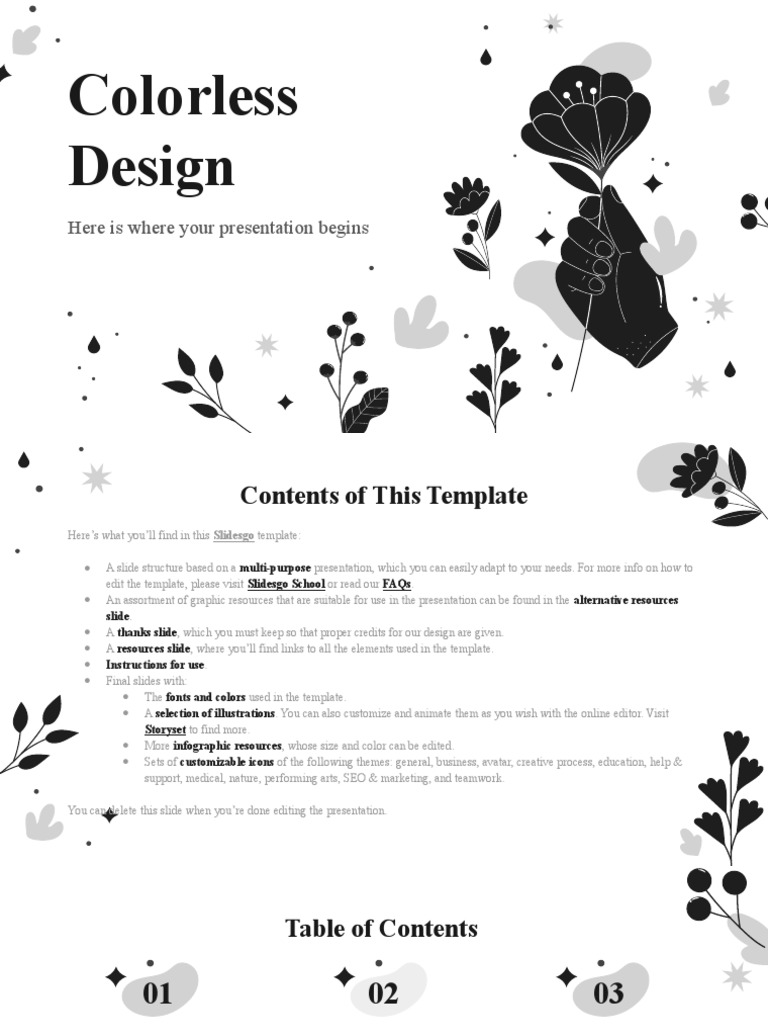 Colorless Design by Slidesgo | PDF