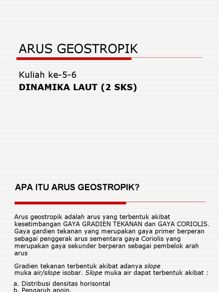 Arus Geostropik: Mekanisme dan Kecepatan | PDF | Seni | Sains & Matematika