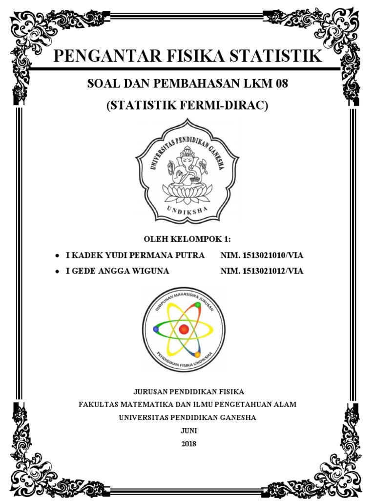 Pengantar Fisika Statistik Soal Dan Pembahasan LKM 08 Statistik Fermi Dirac PDF Free Dikonversi ...