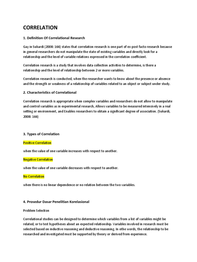 Correlation: 1. Definition of Correlational Research | PDF | Correlation And Dependence ...