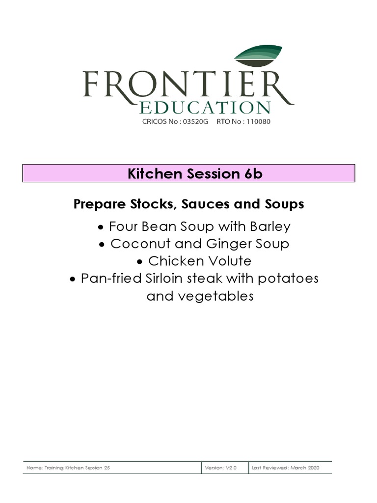 Kitchen Session 6b: Prepare Stocks, Sauces and Soups | PDF | Foods ...