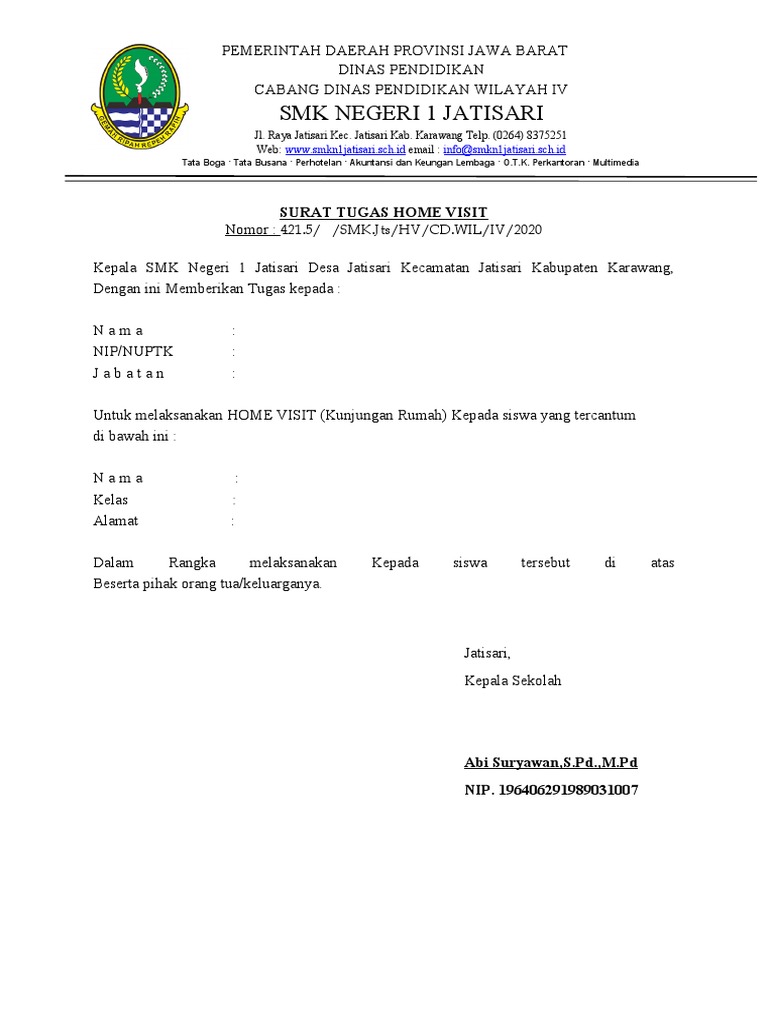 Layout Surat Tugas Home Visit | PDF