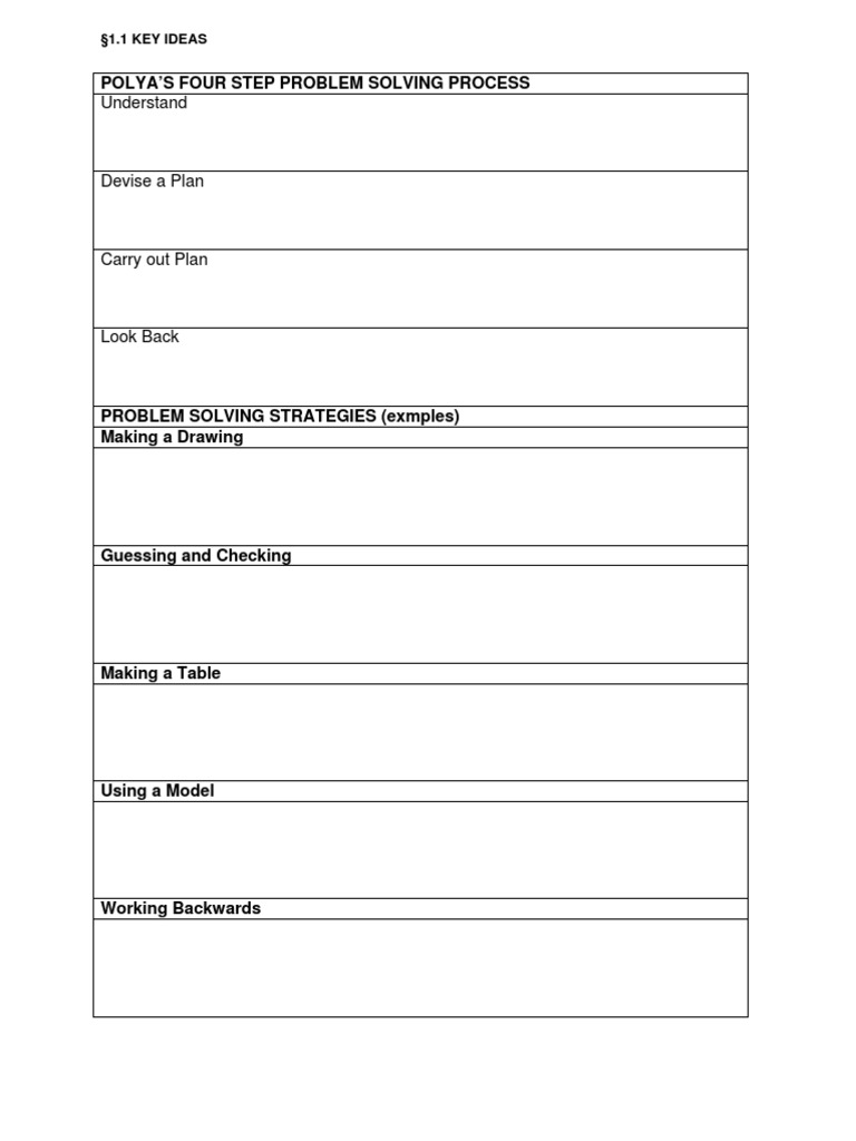 Polya's Problem Solving Process and Strategies | PDF | Set (Mathematics) | Factorization