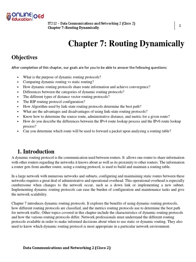 W8-Chapter 7 Routing Dynamically | PDF | Routing | Router (Computing)