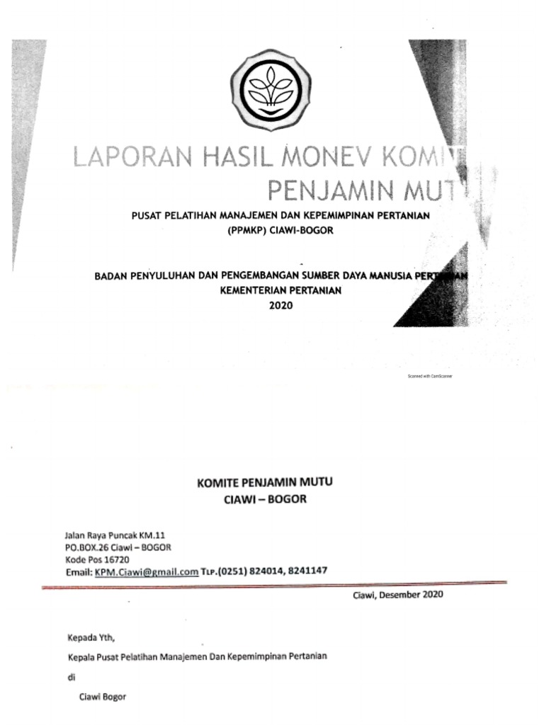 Laporan Hasil Monev Penjamin Mutu 2020 | PDF