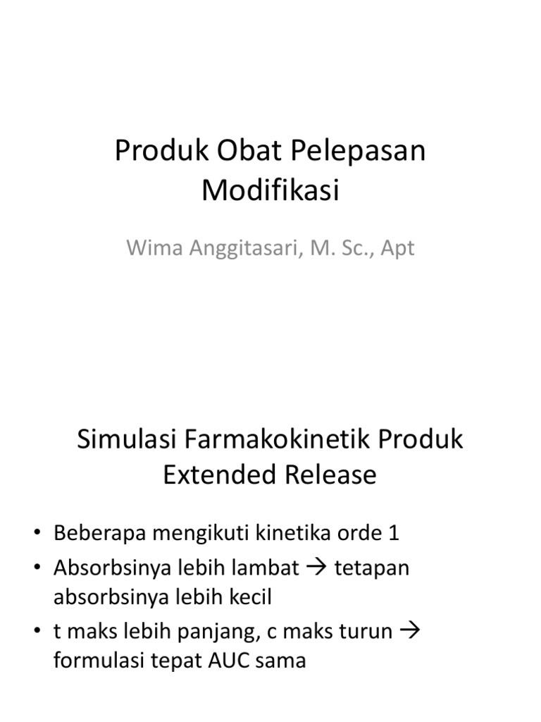 Pertemuan 14. Produk Obat Pelepasan Modifikasi | PDF