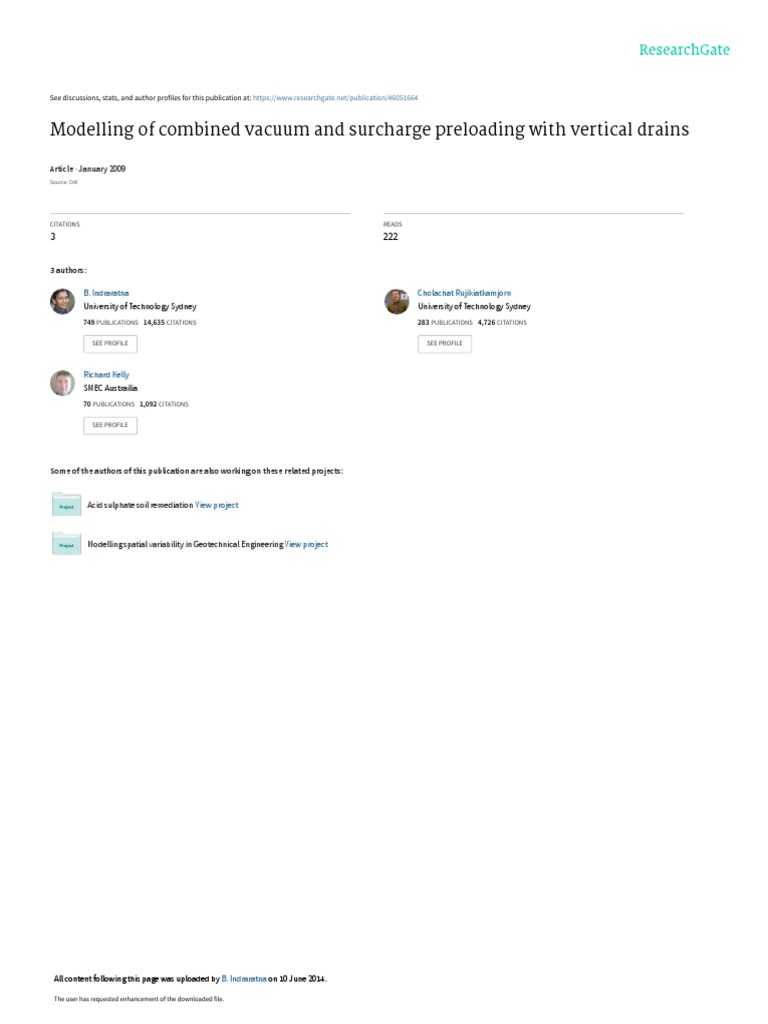 Modelling of Combined Vacuum and Surcharge Preload | PDF | Geotechnical ...