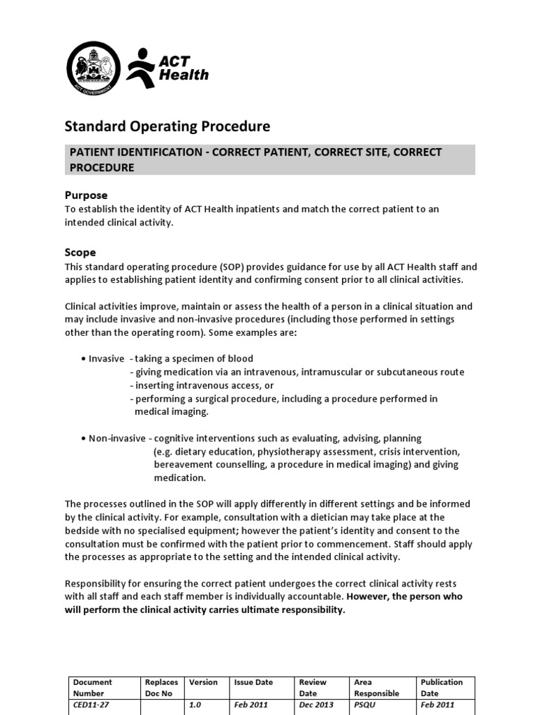 Patient Identification SOP | Patient | Medical Record