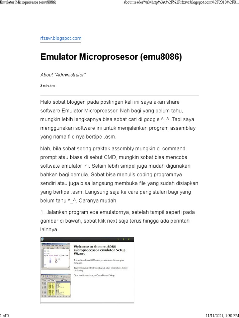 Cara Install Emu 8086 | PDF