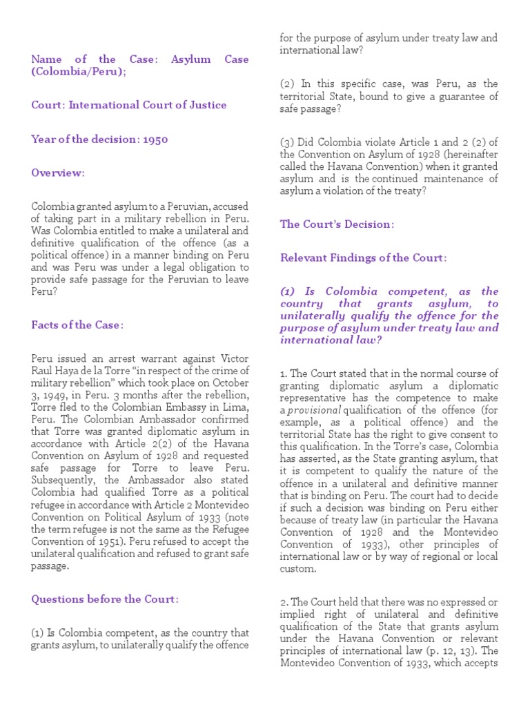 Asylum Case | Download Free PDF | Refugee | Crimes