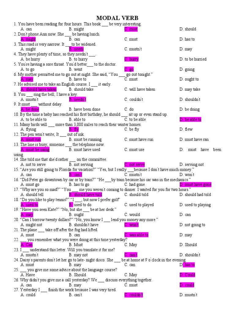 MODAL VERB Exercises | PDF