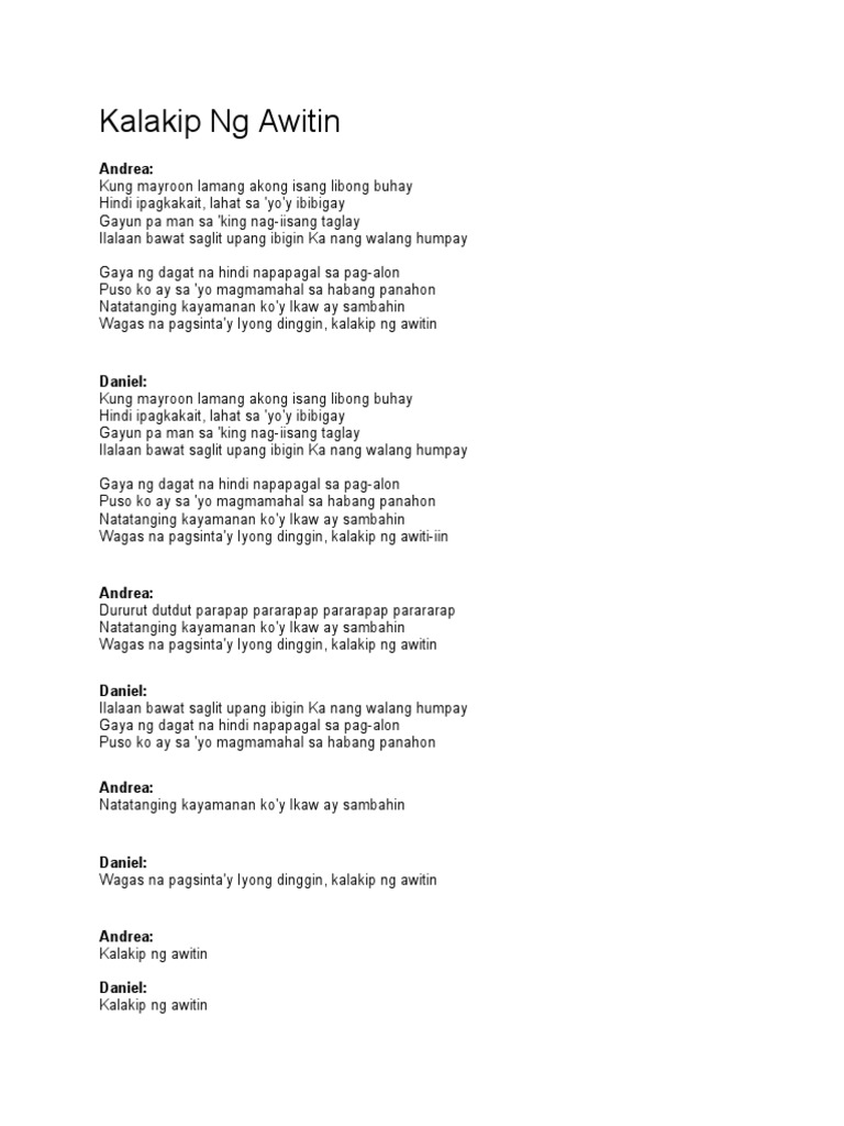 Kalakip NG Awitin Lyrics | PDF