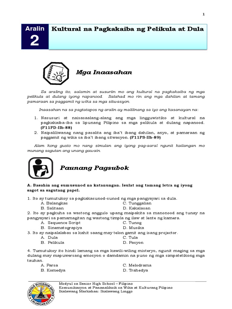 Filipino Komunikasyon Q2 Week 2 | PDF