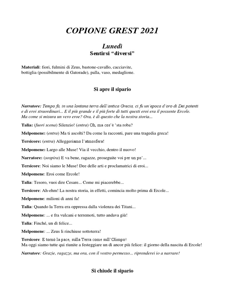 Copione Grest 2021 | PDF