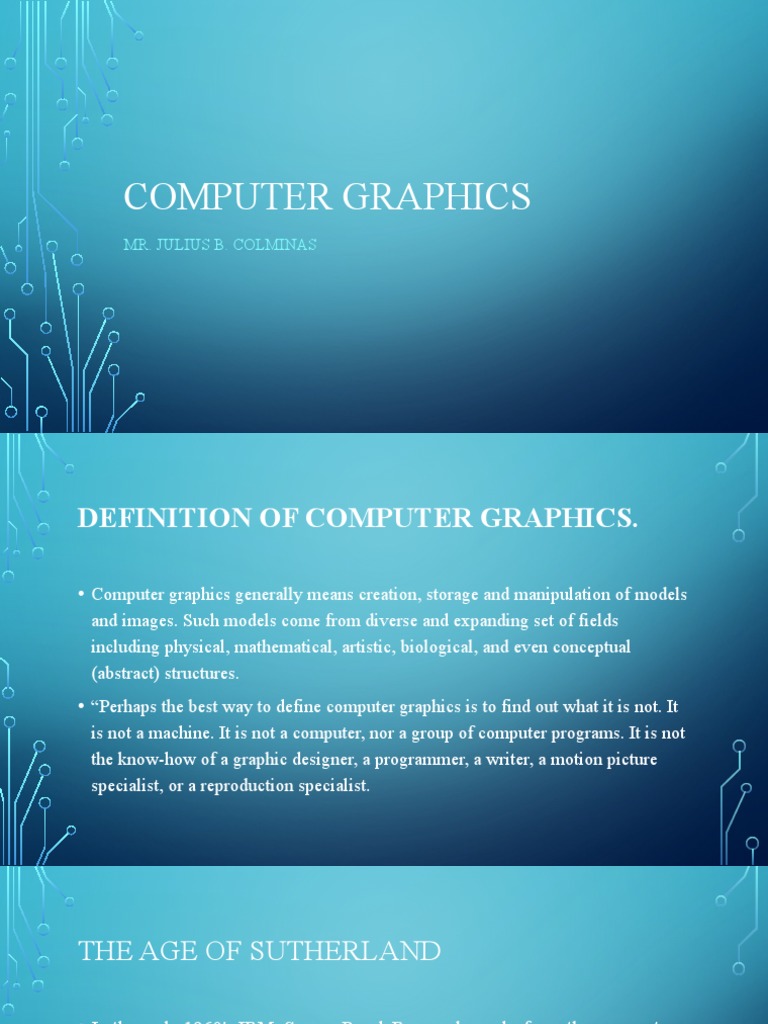 Computer Graphics: Mr. Julius B. Colminas | PDF | Computer Graphics | Graphical User Interfaces
