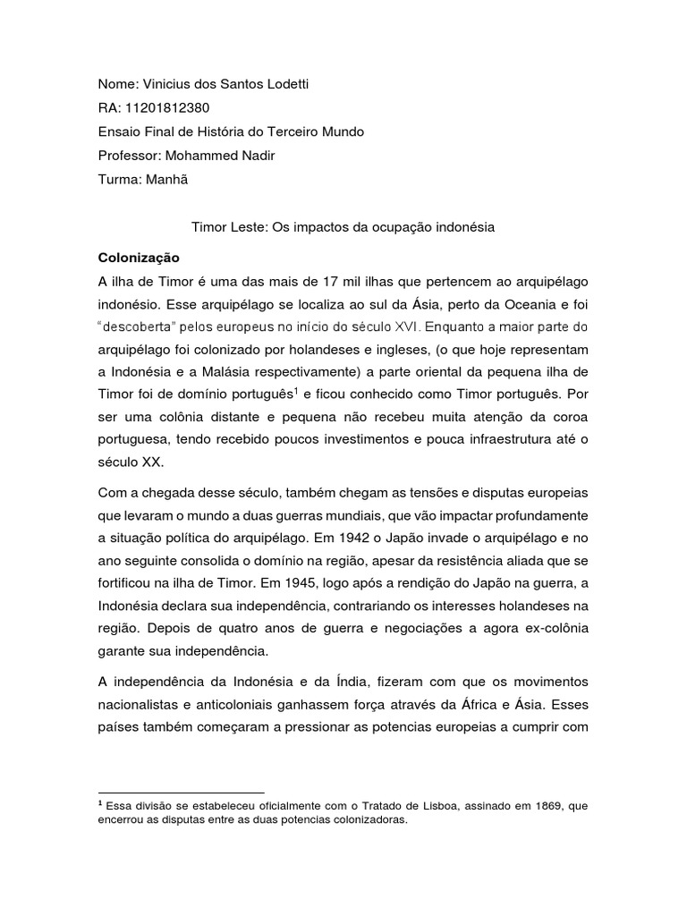 Breve História Do Timor Leste | PDF | Timor Leste | Indonésia