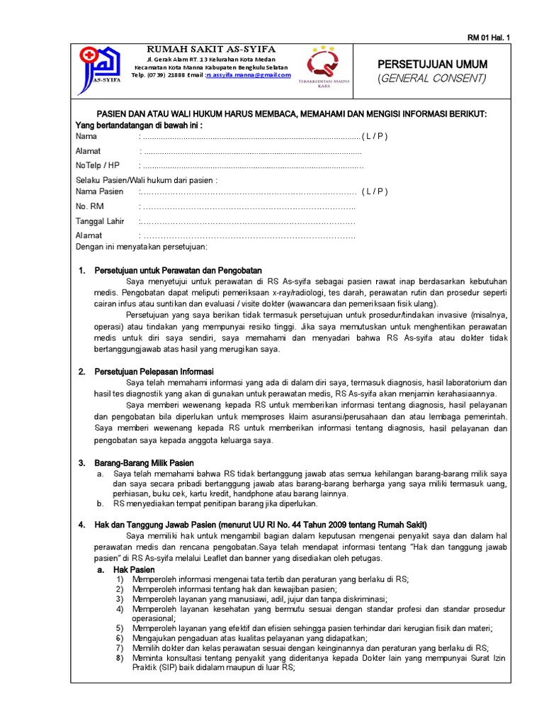 Form General Consent | PDF | Hukum | Pengembangan Diri